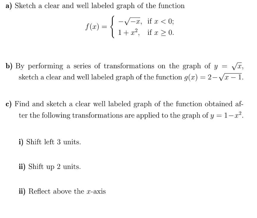 Solved a) Sketch a clear and well labeled graph of the | Chegg.com