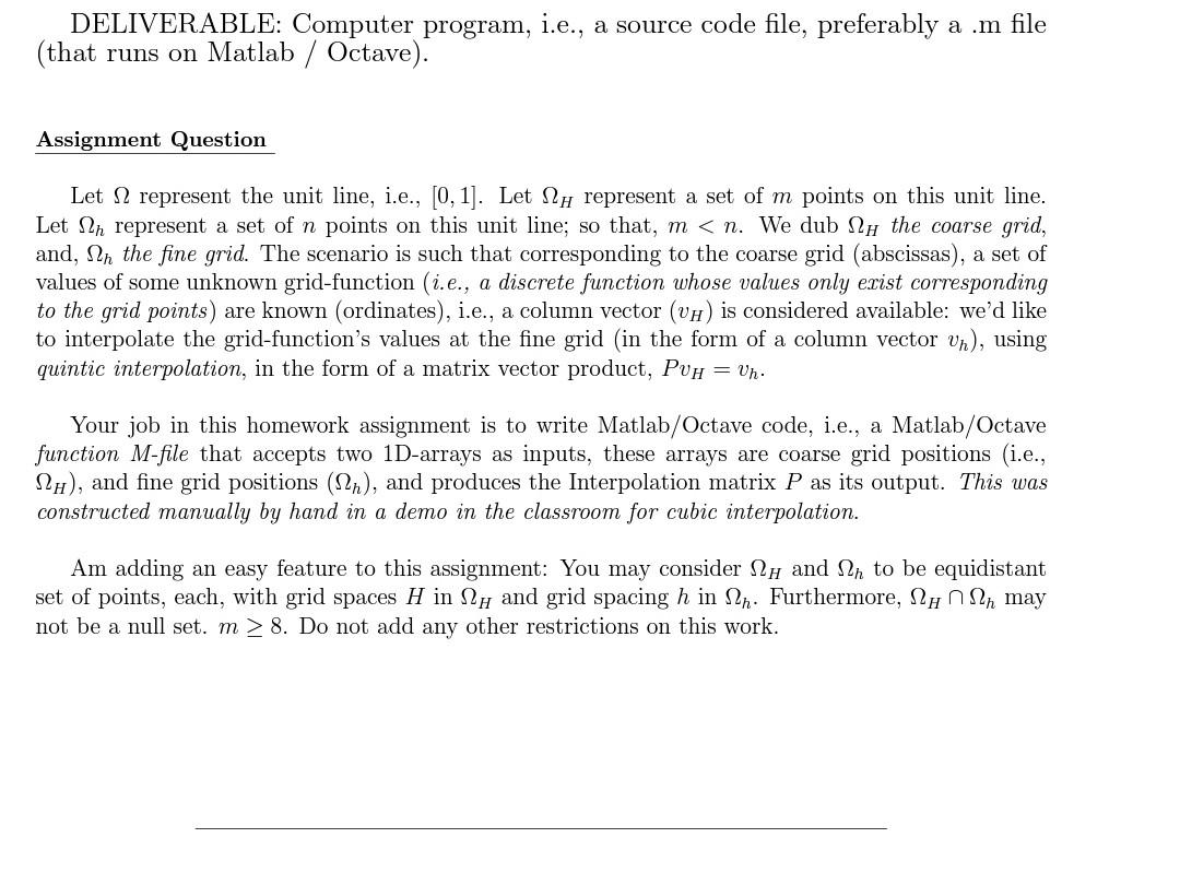 Solved DELIVERABLE: Computer program, i.e., a source code | Chegg.com