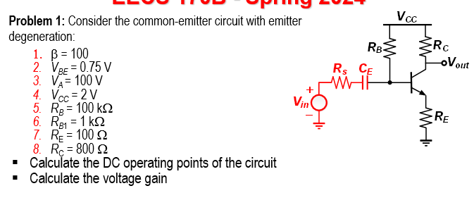 Solved Problem 1: Consider the common-emitter circuit with | Chegg.com Solved Problem 1: Consider the common-emitter circuit with | Chegg.com