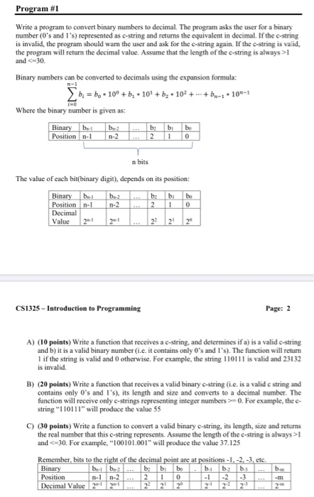 Solved Program 1 Write A Program To Convert Binary Numbers
