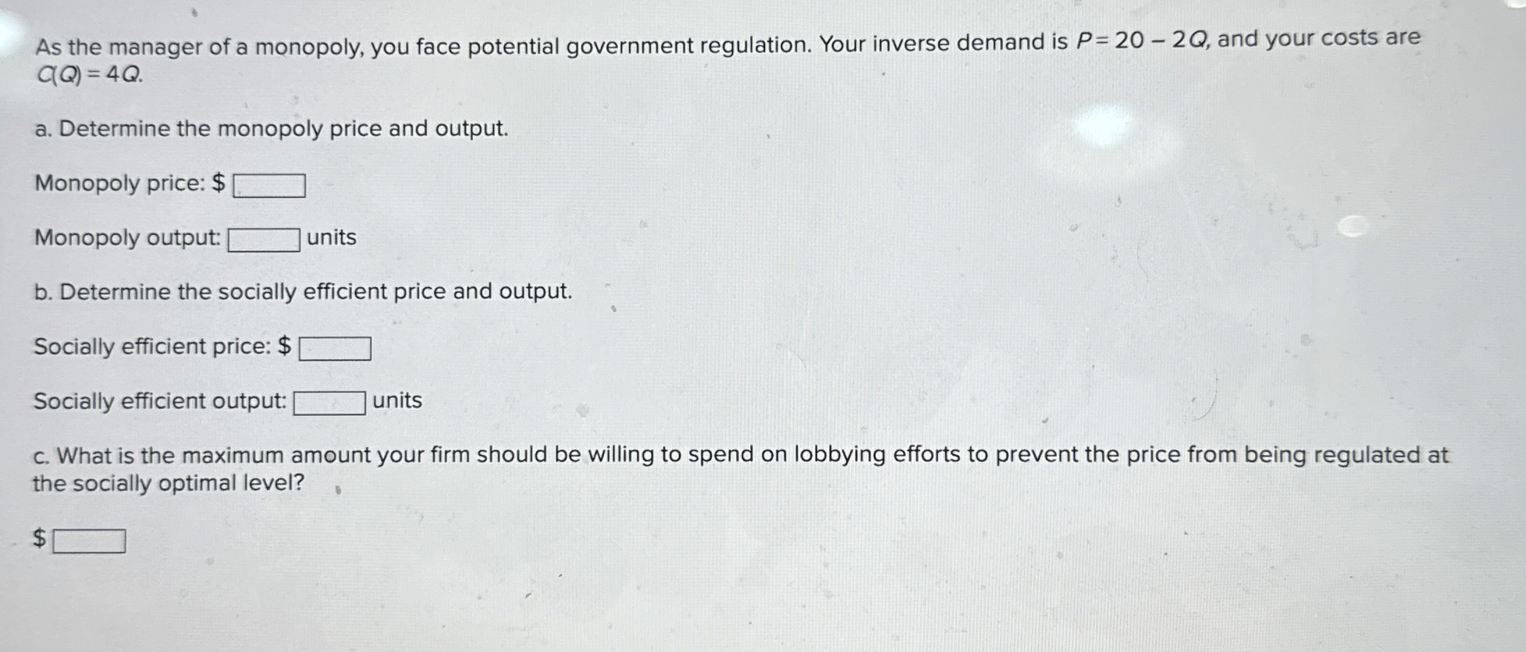 Solved As the manager of a monopoly, you face potential | Chegg.com