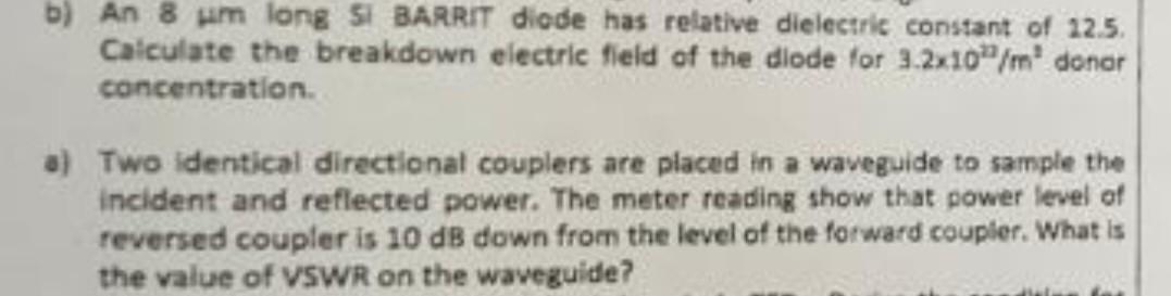 b) An 8 km long 5i BARRIT diode has relative | Chegg.com