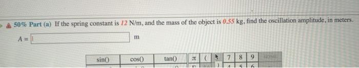 Solved (13\%) Problem 3: A spring hangs vertically from a | Chegg.com