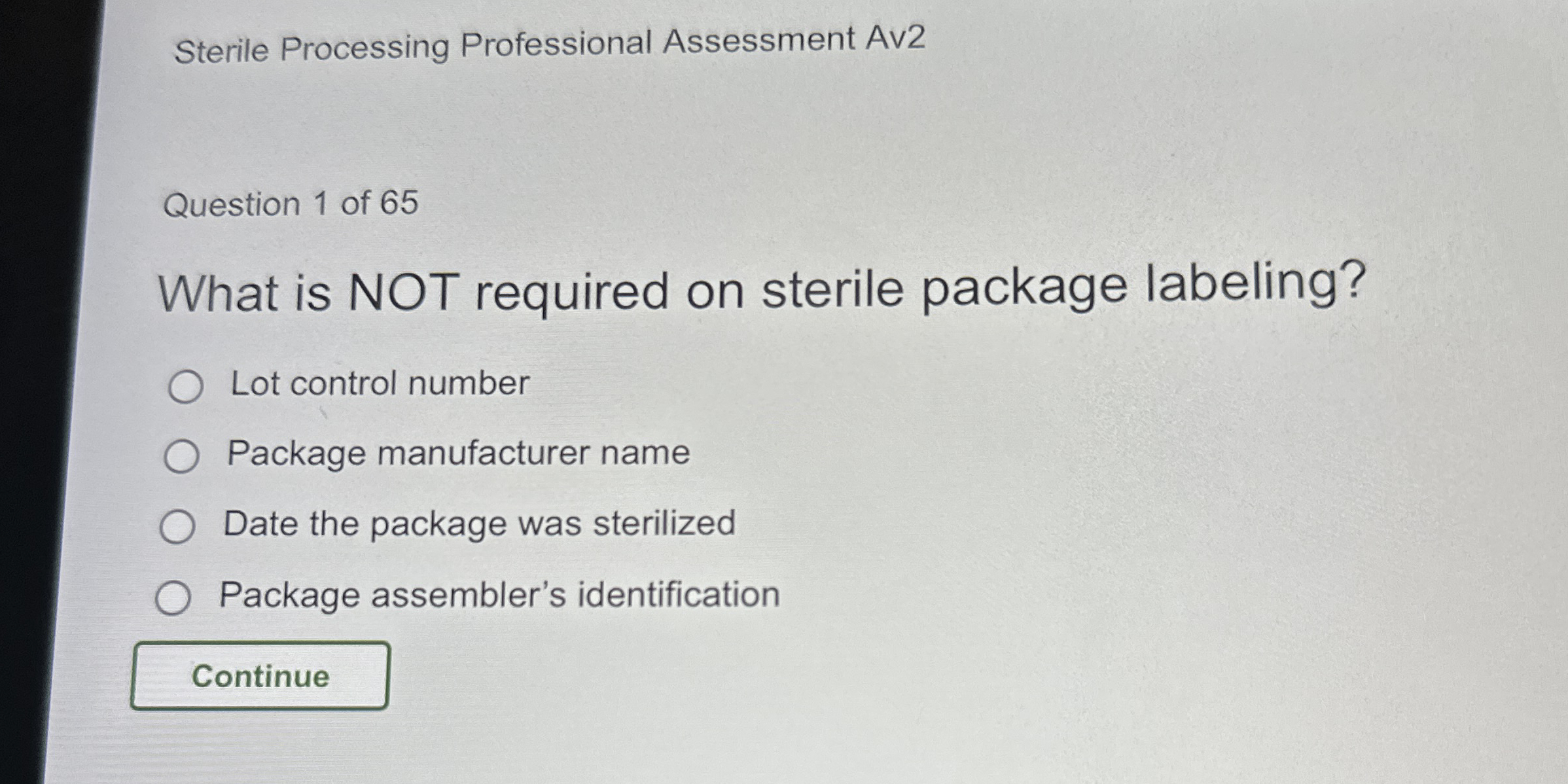 Solved Sterile Processing Professional Assessment | Chegg.com