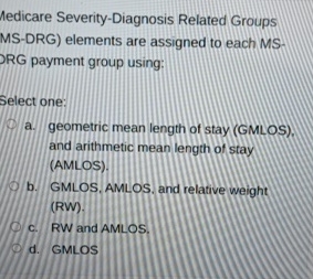 Solved Medicare Severity-Diagnosis Related GroupsMS-DRG) | Chegg.com