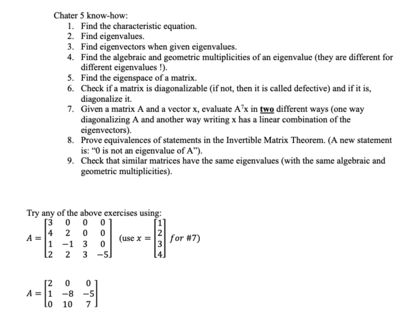 Solved Chater 5 ﻿know-how:Find the characteristic | Chegg.com