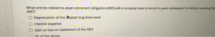 Solved ARO? What entries related to asset retirement | Chegg.com