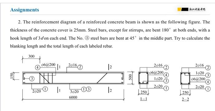 2. The reinforcement diagram of a reinforced concrete | Chegg.com