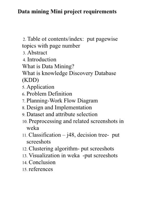 Solved I want a mini project with these steps:Project name: | Chegg.com