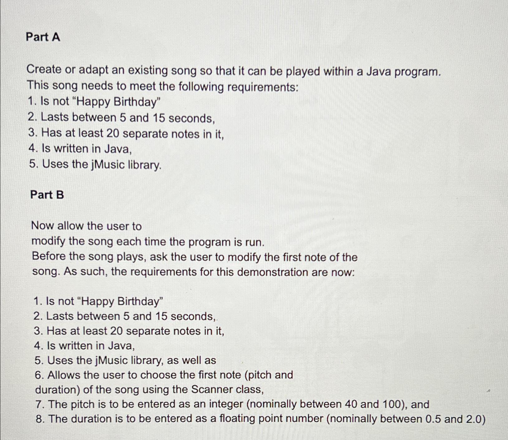 Solved Part ACreate or adapt an existing song so that it can | Chegg.com