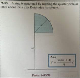 Solved 9-95. ﻿A ring is generated by rotating the quarter | Chegg.com