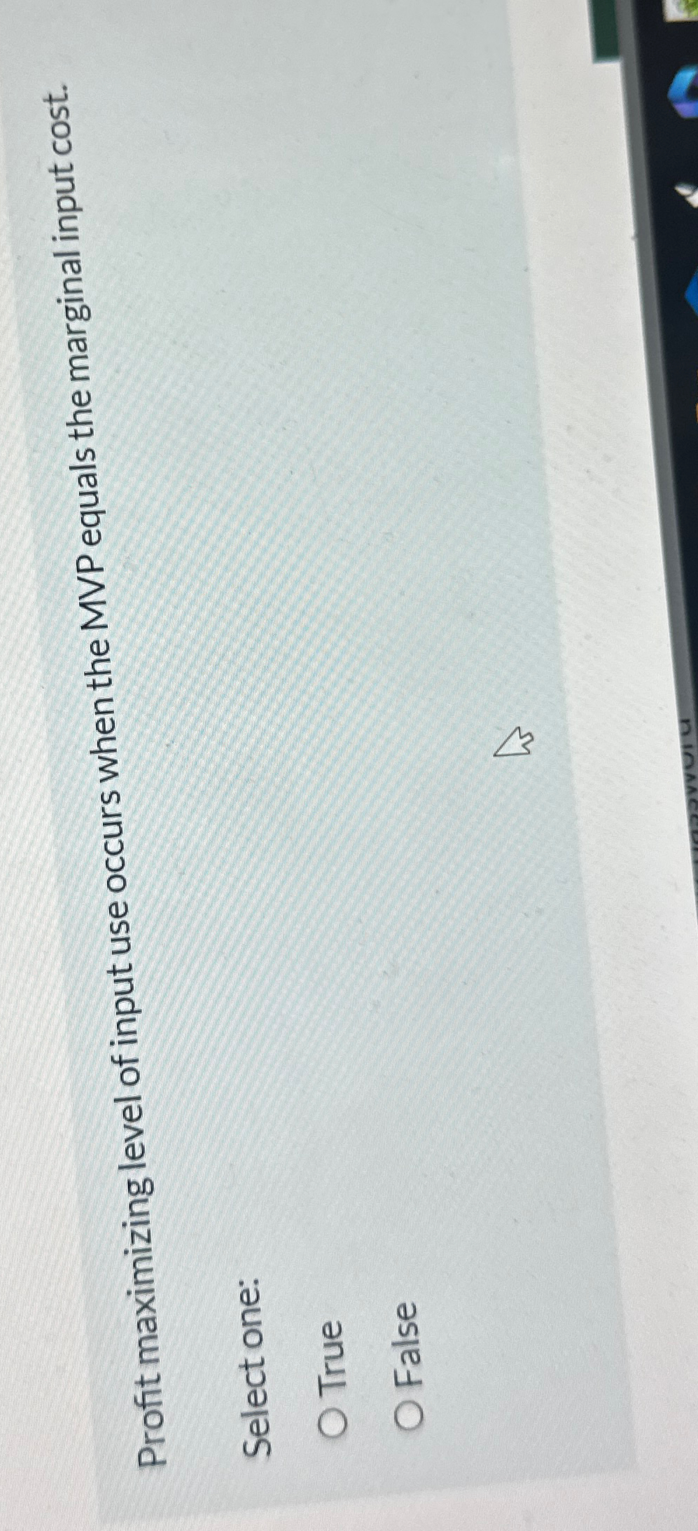 Solved Profit maximizing level of input use occurs when the | Chegg.com
