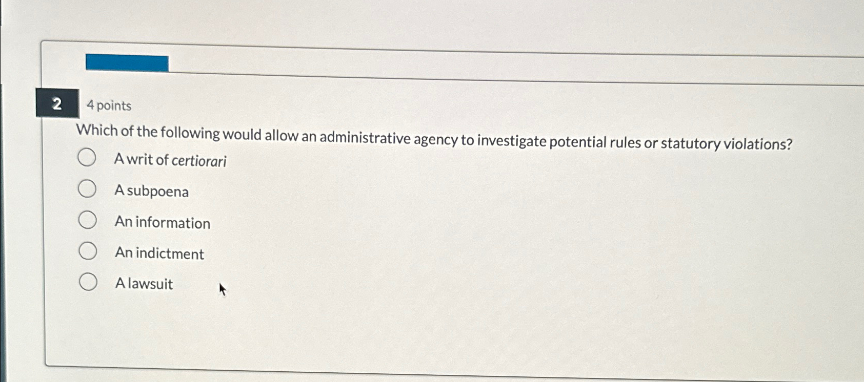 Solved 24 ﻿pointsWhich of the following would allow an | Chegg.com