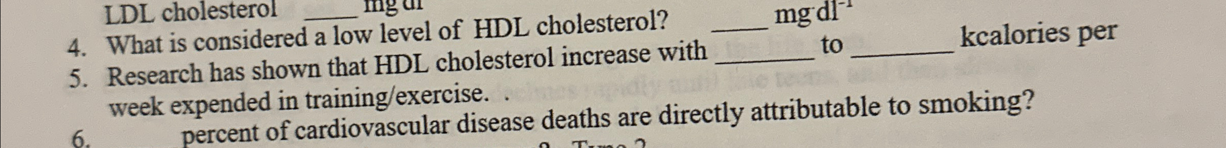 Solved What is considered a low level of HDL cholesterol? | Chegg.com