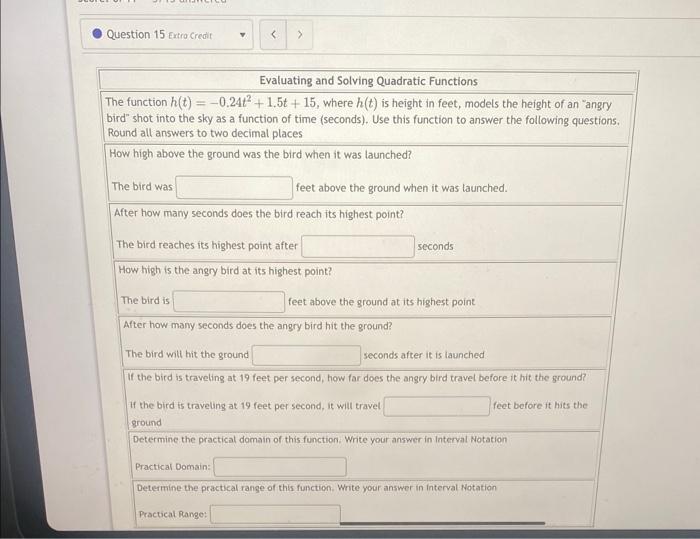 Solved Evaluating and Solving Quadratic Functions The | Chegg.com