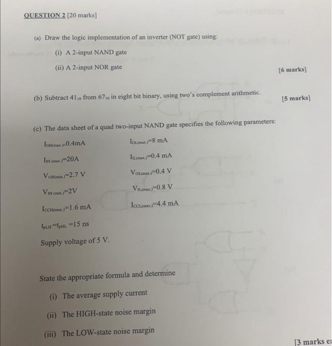 Solved (a) Draw the logic implementation of an inverter (NOT | Chegg.com