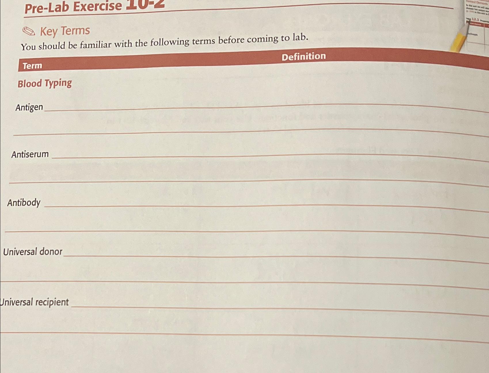 Solved Pre-Lab Exercise 10=2Q Key TermsYou should be | Chegg.com