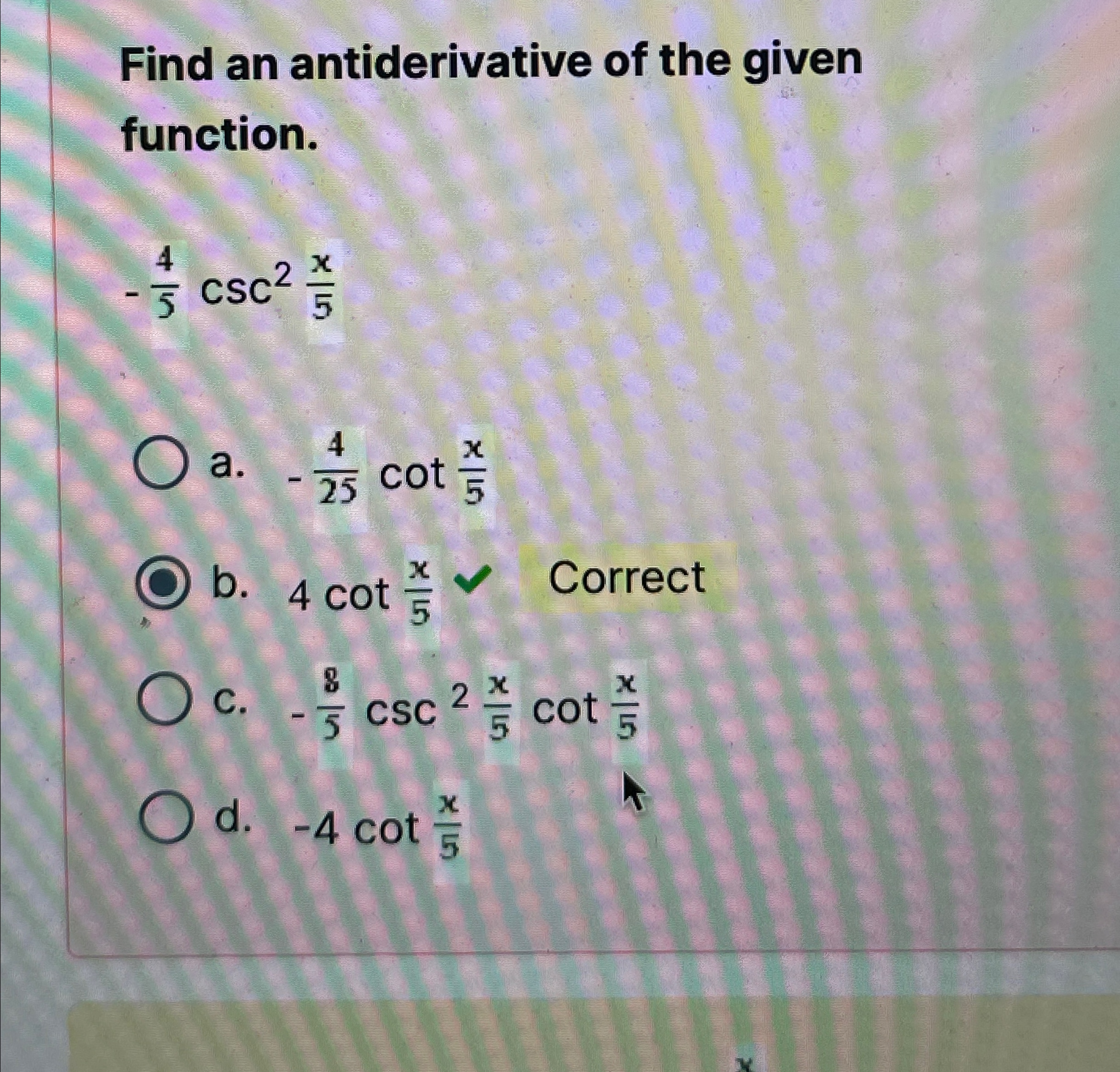 Solved Find an antiderivative of the given | Chegg.com