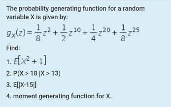 Solved The probability generating function for a random | Chegg.com
