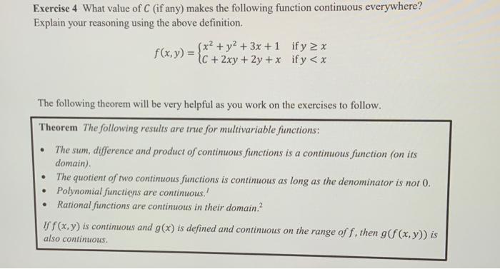 Solved Exercise 4 What value of C (if any) makes the | Chegg.com