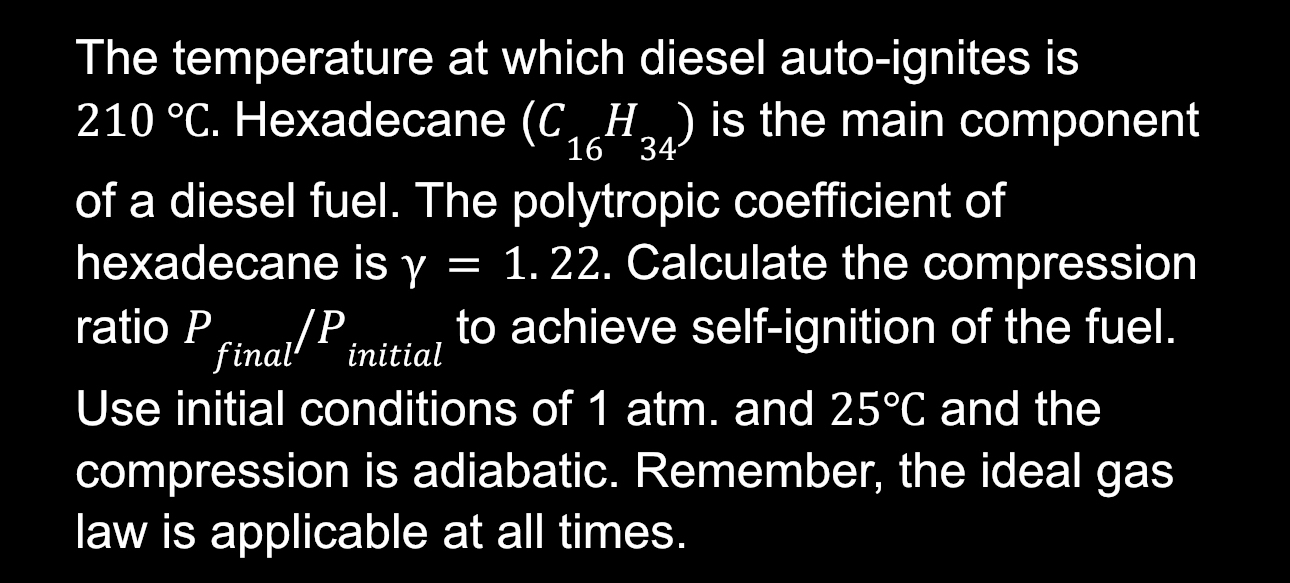 Solved The temperature at which diesel auto-ignites is | Chegg.com