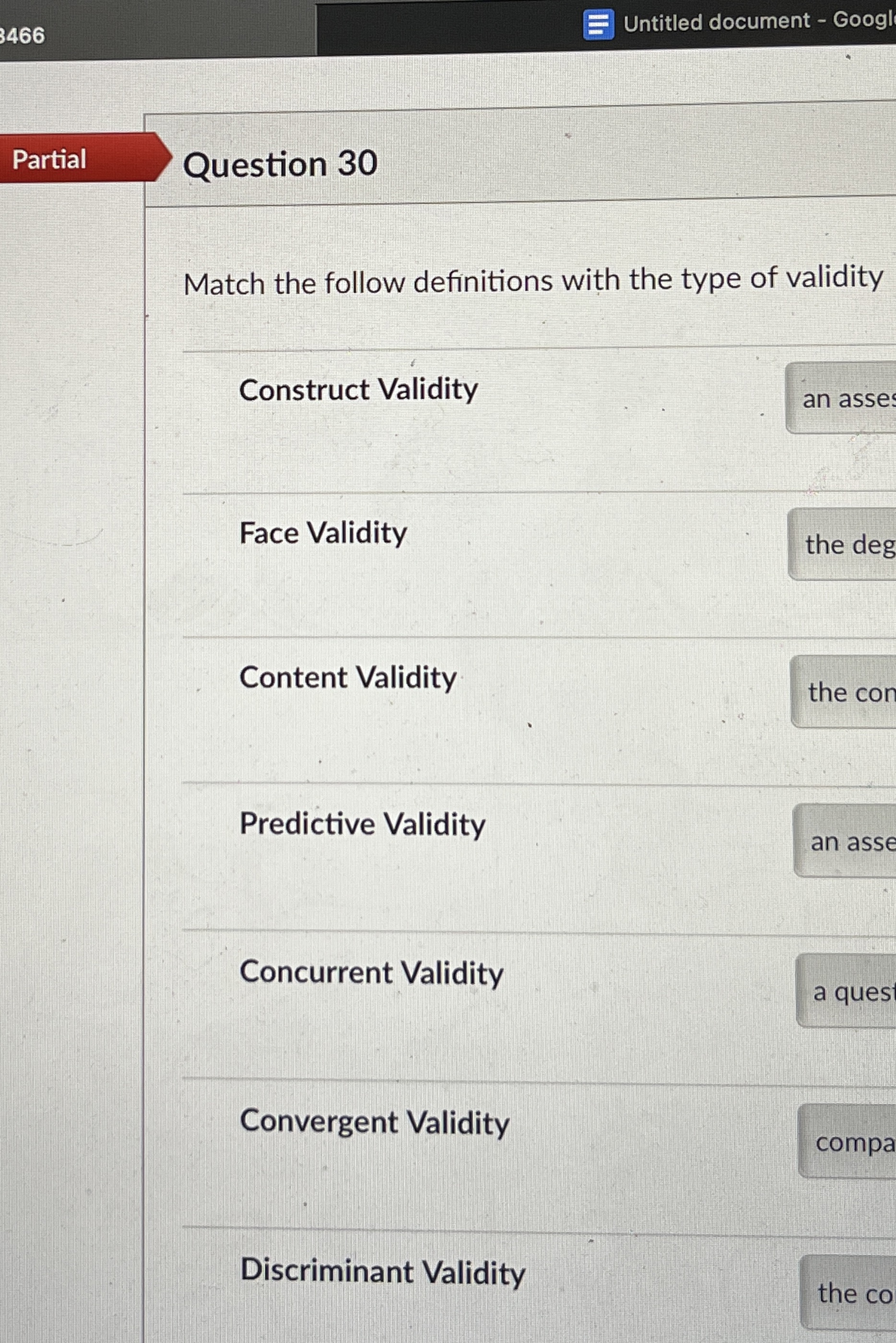 3466Untitled documentGooglPartialQuestion 30Match the | Chegg.com