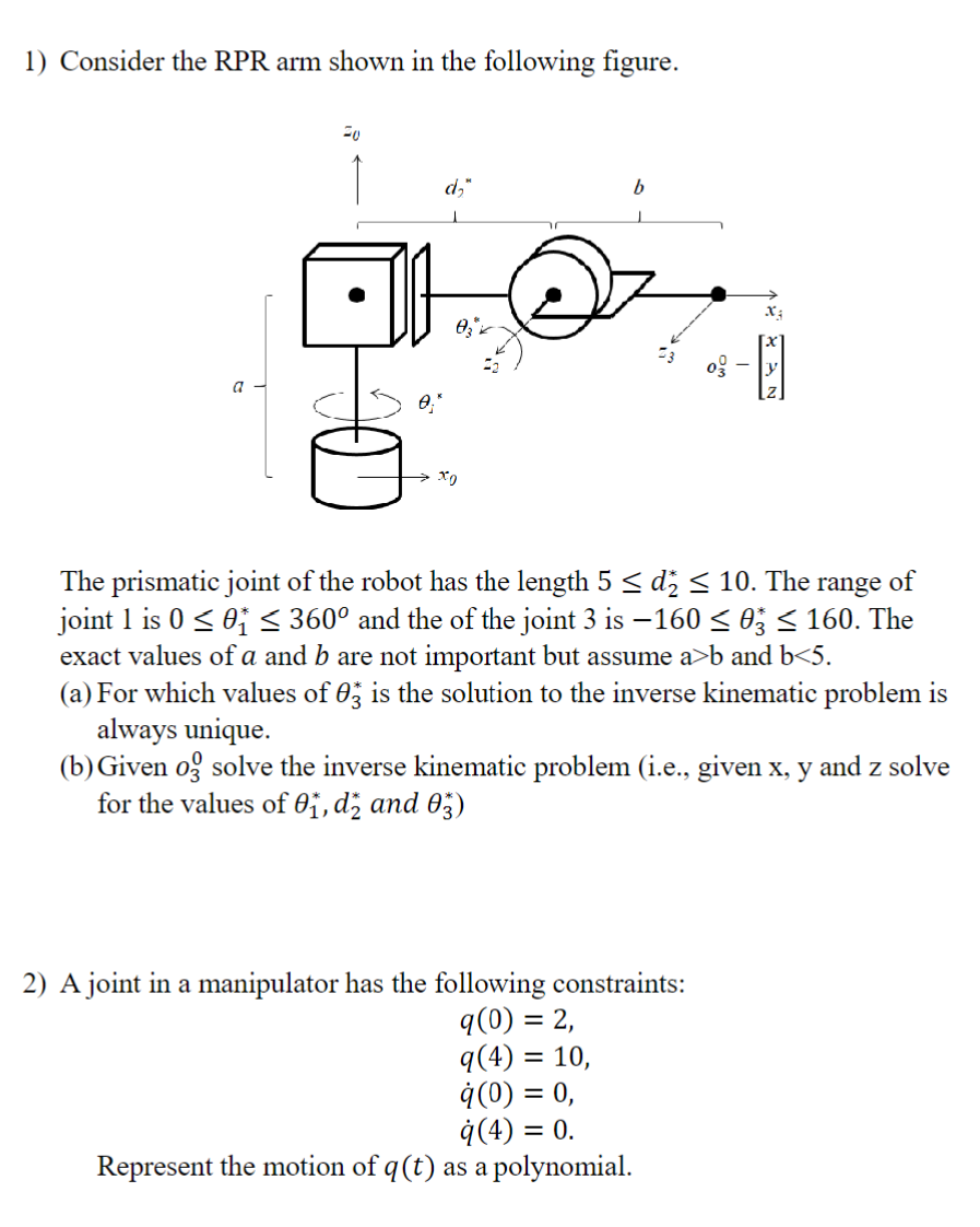 Solved Consider the RPR arm shown in the following | Chegg.com