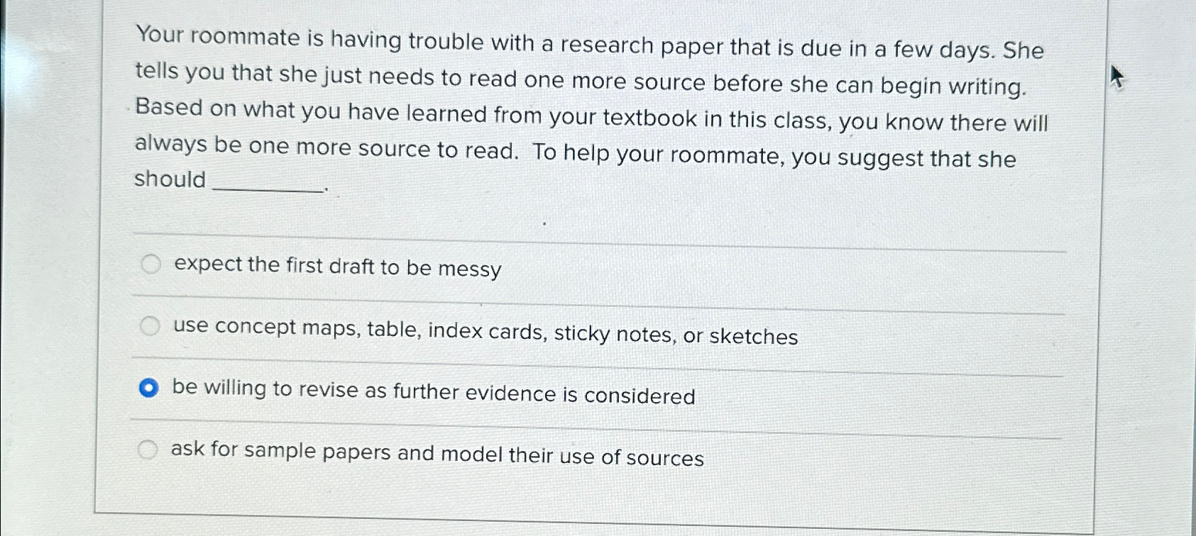 Solved Your roommate is having trouble with a research paper | Chegg.com