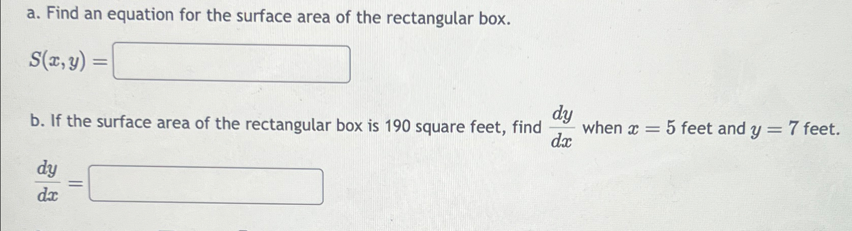Solved a. ﻿Find an equation for the surface area of the | Chegg.com