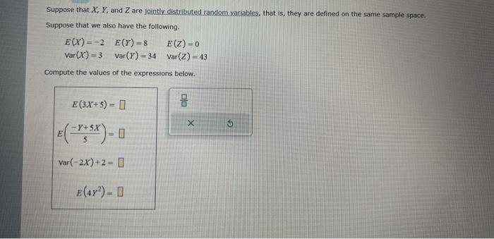 Solved Suppose that X,Y, and Z are jointly distributed | Chegg.com