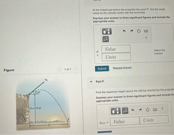 Solved A projectile is shot from the edge of a clift 115 m | Chegg.com