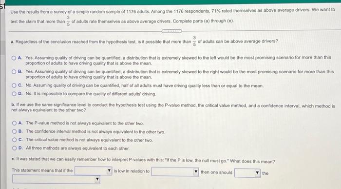 Solved Use the results from a survey of a simple random | Chegg.com