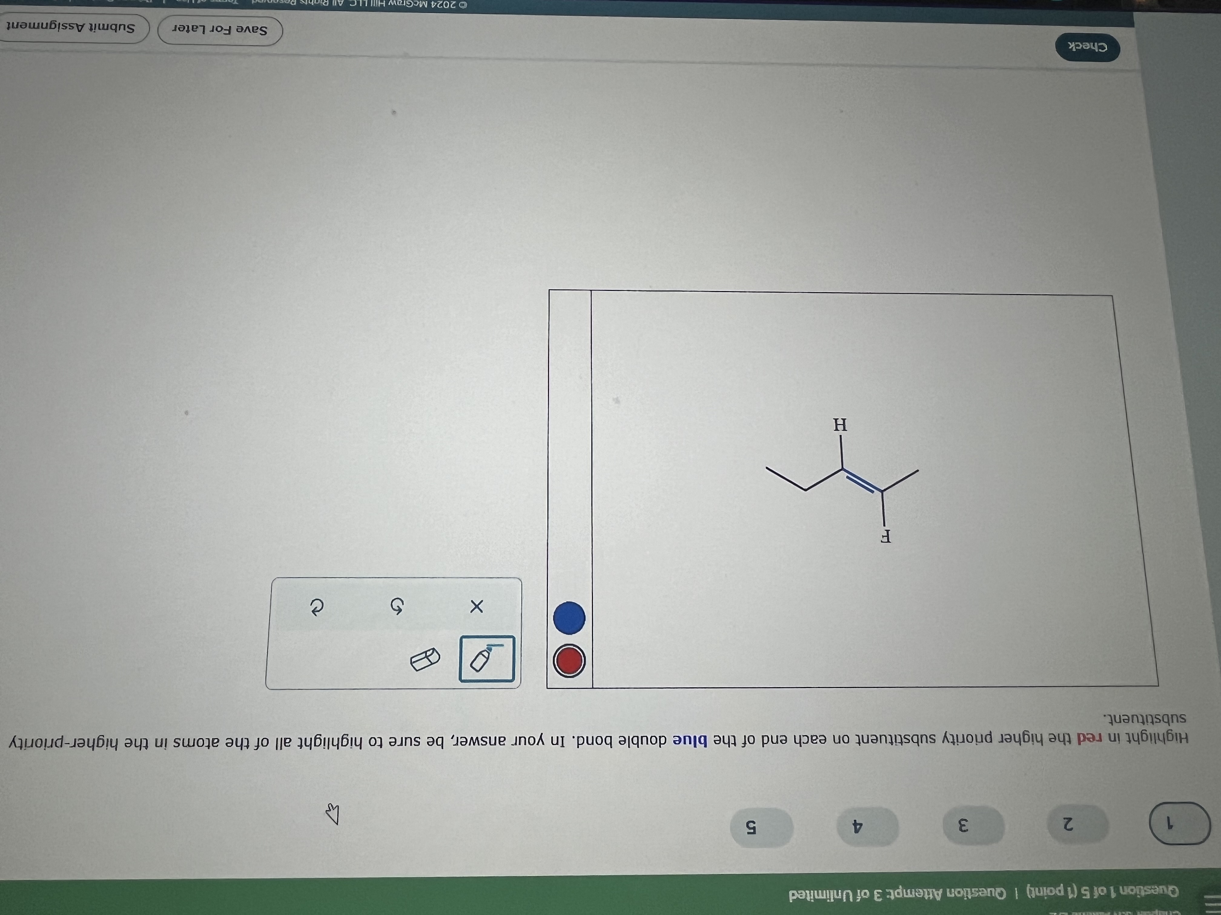Solved Highlight in red the higher priority substituent on | Chegg.com