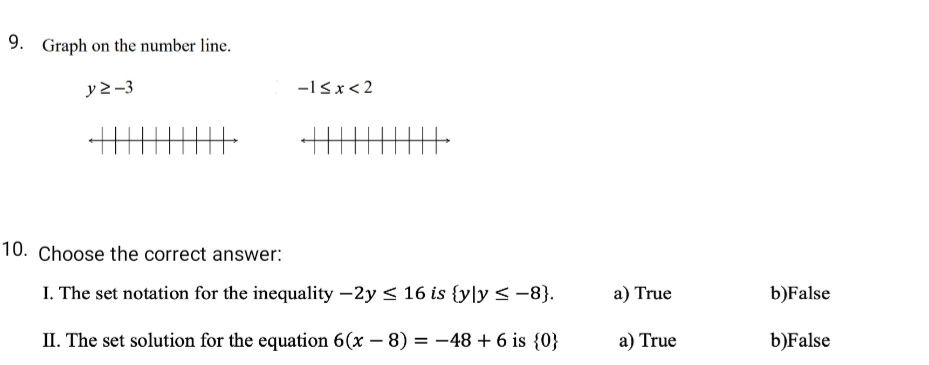 Solved Graph on the number line.y≥-3,-1≤x
