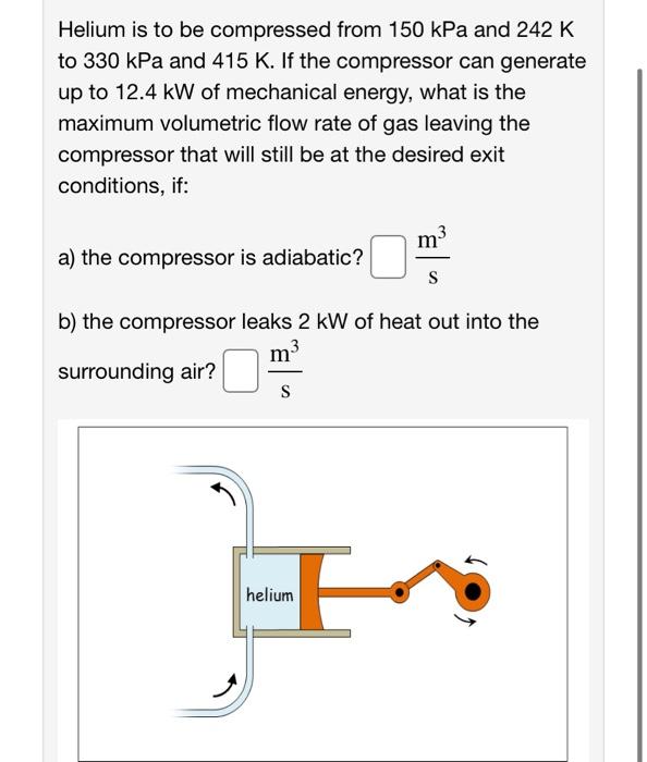 Solved Helium is to be compressed from 150 kPa and 242 K to | Chegg.com