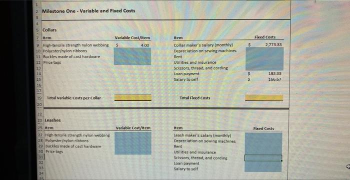 Solved Milestone One - Variable and Fixed CostsACC 202 | Chegg.com