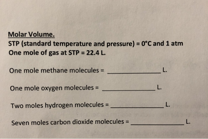 Solved Molar Volume. STP (standard temperature and pressure) | Chegg.com