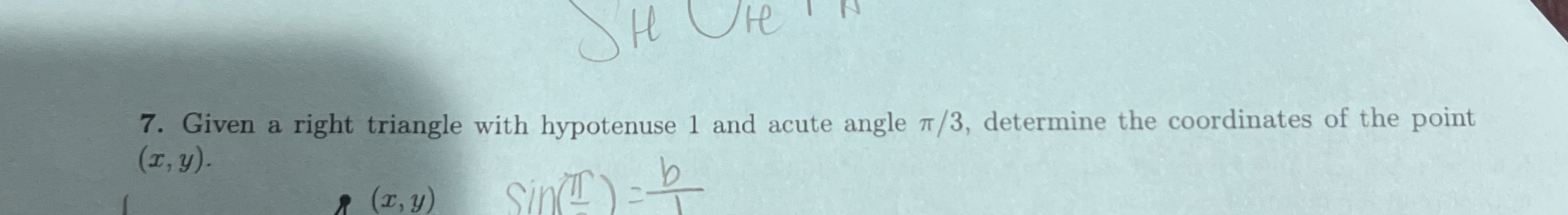 Solved Given a right triangle with hypotenuse 1 ﻿and acute | Chegg.com