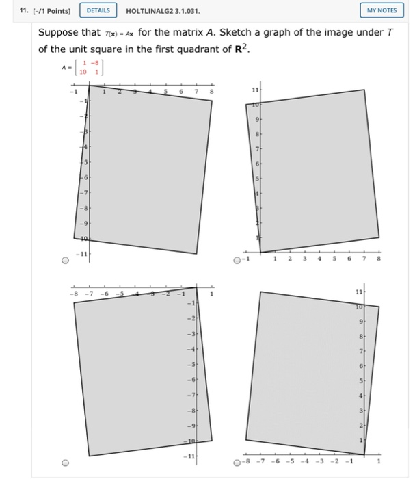 Solved 2. [-/2 points) DETAILS HOLTLINALG2 4.2.020. MY NOTES | Chegg.com Solved 2. [-/2 points) DETAILS HOLTLINALG2 4.2.020. MY NOTES | Chegg.com