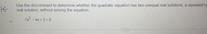 Solved Use the discriminant to determine whether the | Chegg.com