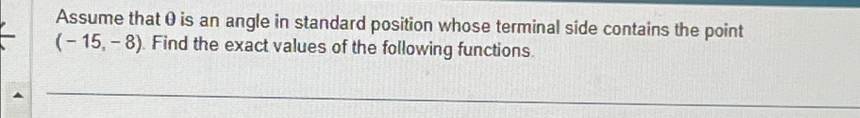 Solved Assume that θ ﻿is an angle in standard position whose | Chegg.com