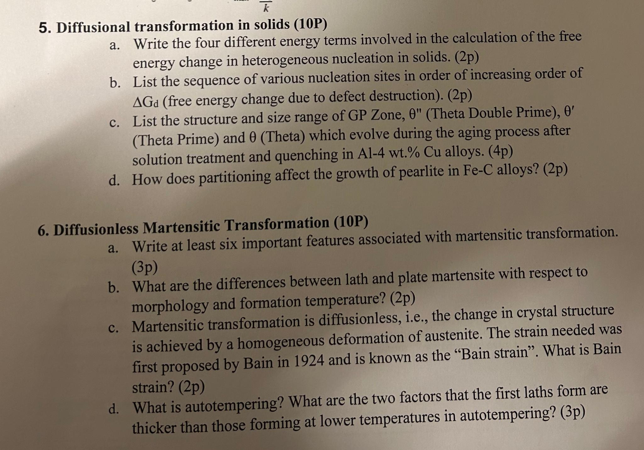 Solved Diffusional transformation in solids (10P)a. ﻿Write | Chegg.com