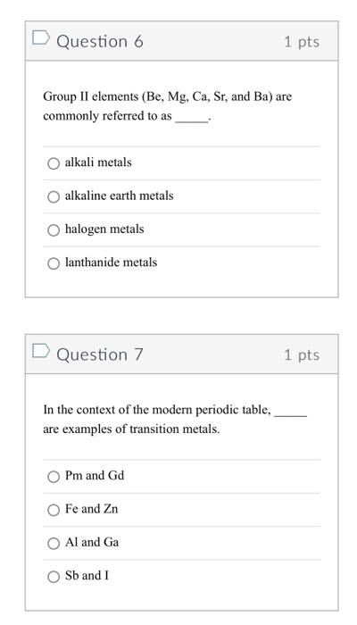 Solved Group II elements ( Be,Mg,Ca,Sr, and Ba ) are | Chegg.com