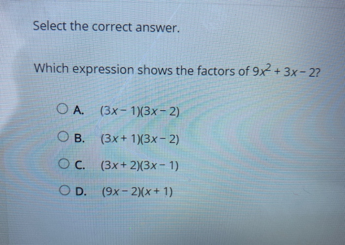 Solved Select the correct answer. Which expression shows the | Chegg.com