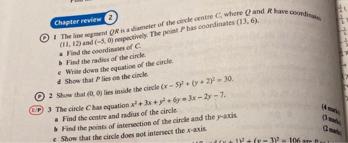Solved 1 The line segment QR is a diameter of the circle | Chegg.com