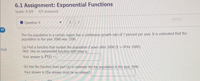 Solved 6.1 Assignment: Exponential Functions Score: 4.5/94/9 | Chegg.com