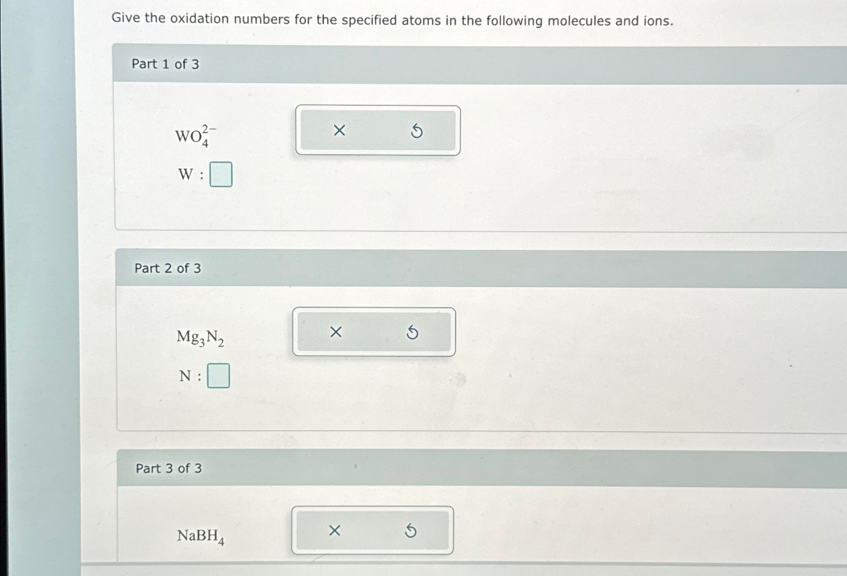 Solved Give the oxidation numbers for the specified atoms in | Chegg.com