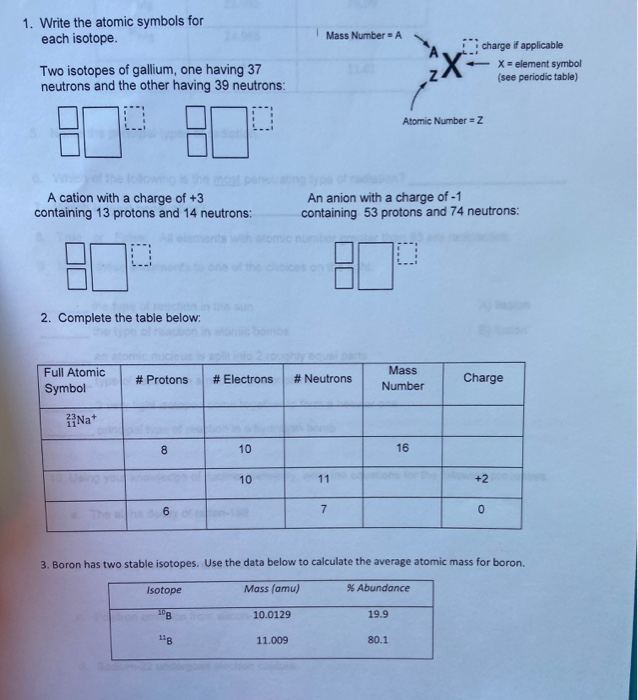 Solved Write the atomic symbols for each isotope. Mass | Chegg.com
