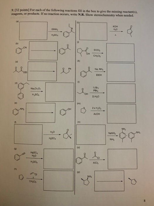 Solved For each of the following reactions fill in the box | Chegg.com