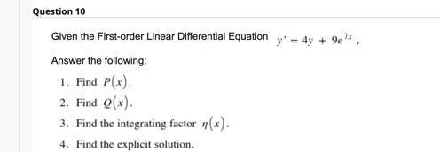 Solved Given the First-order Linear Differential Equation | Chegg.com